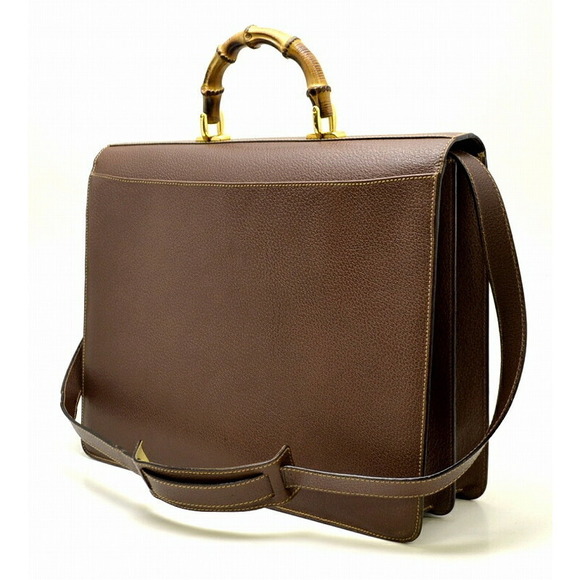 Gucci | Bags | Gucci Bamboo Briefcase Brown Leather | Poshmark